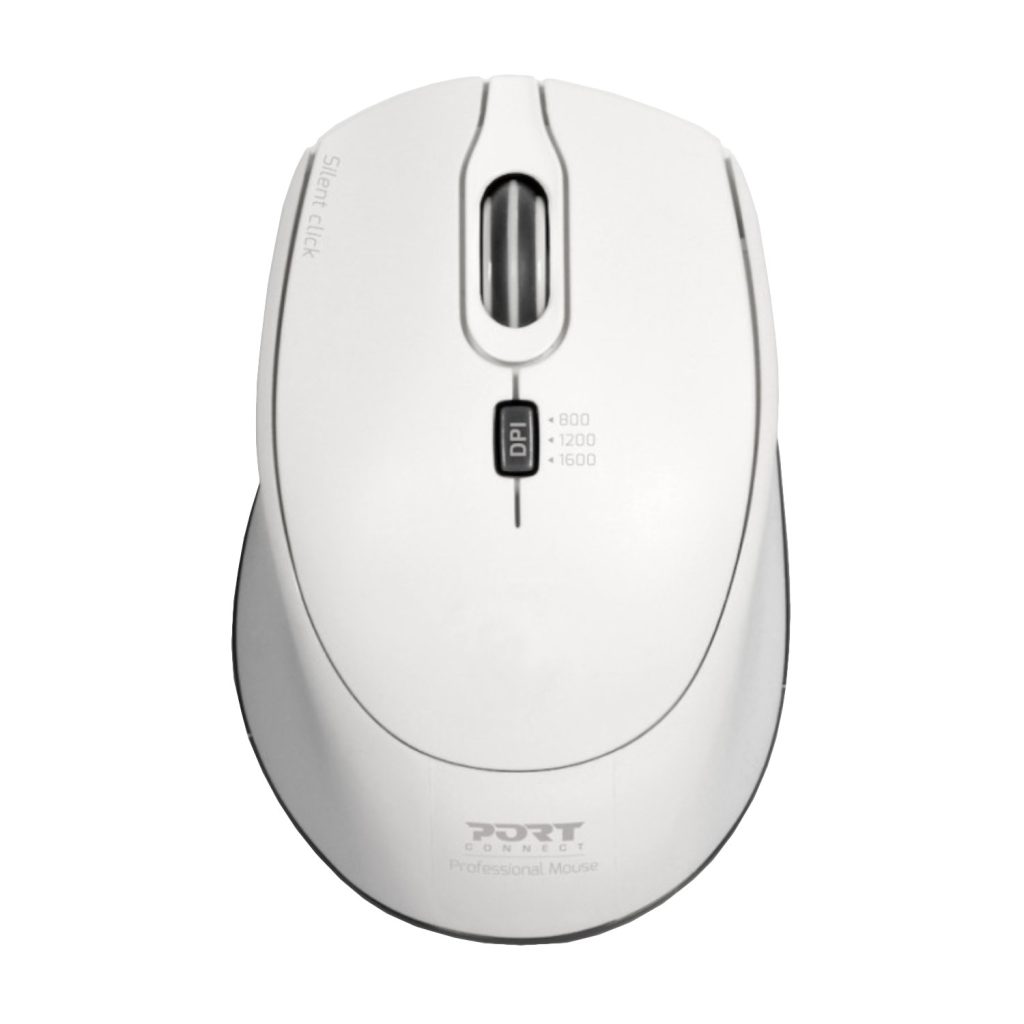 Port Connect Silent 1600DPI 3 Button Wireless Mouse – White – The PC Shop