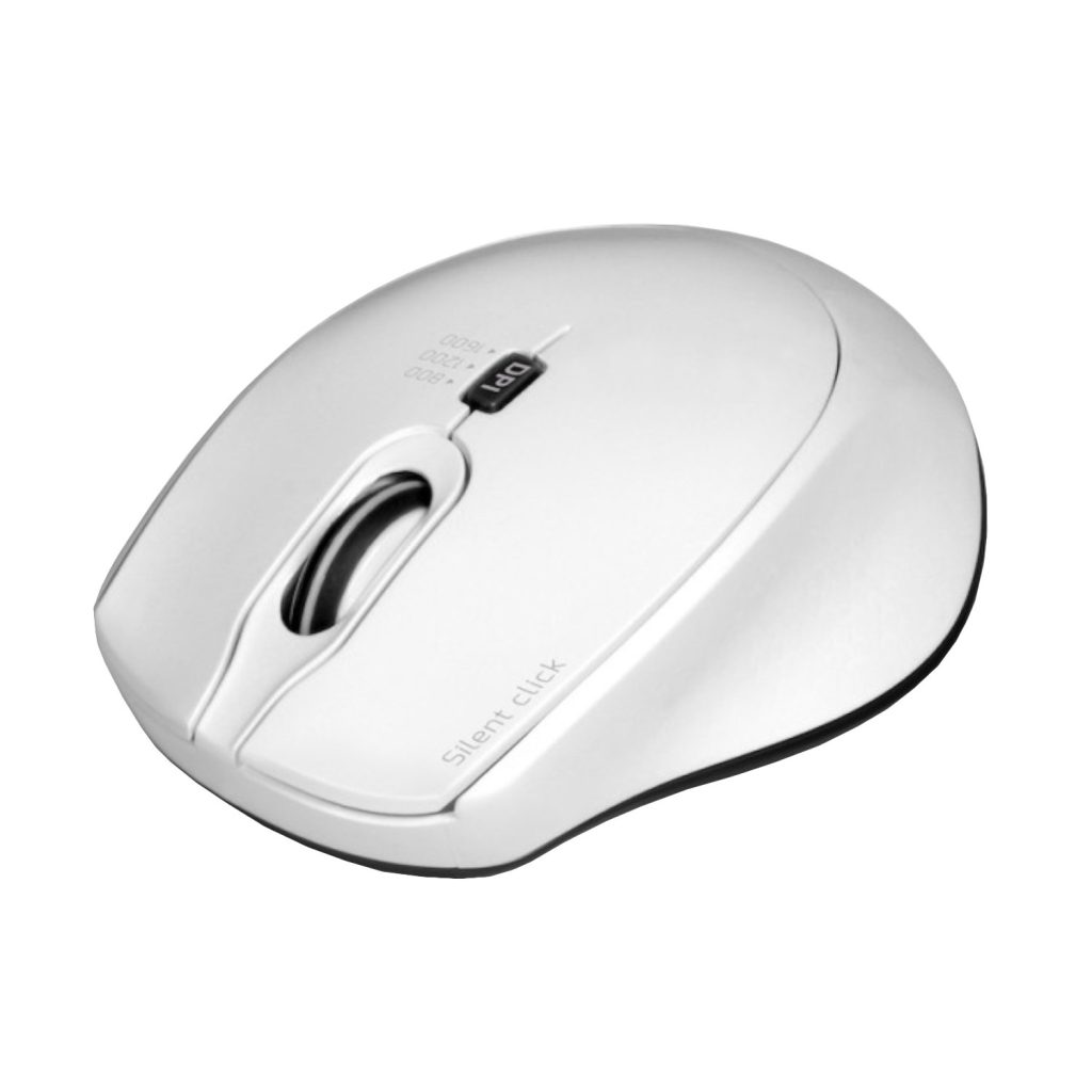 Port Connect Silent 1600DPI 3 Button Wireless Mouse – White – The PC Shop